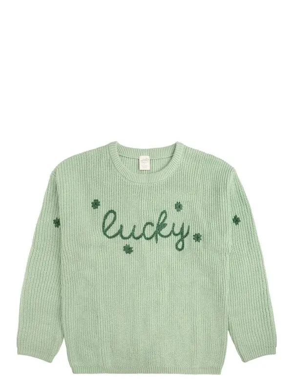 SWEET WINK Lucky Shamrock Knit Sweater - Mint Green