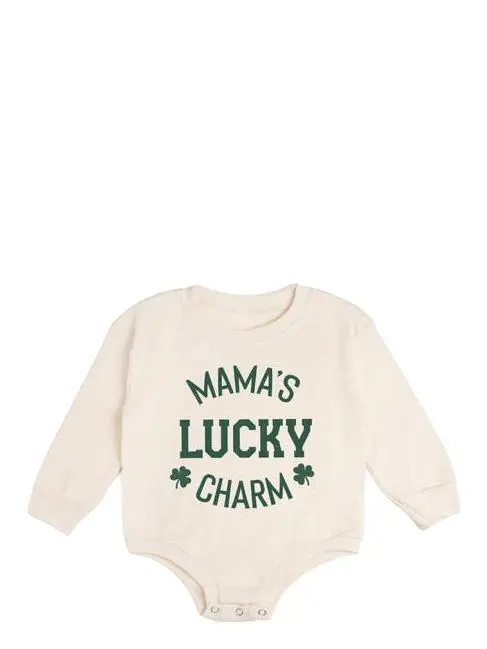 SWEET WINK Mama's Lucky Charm St. Patrick's Day Romper - Natural