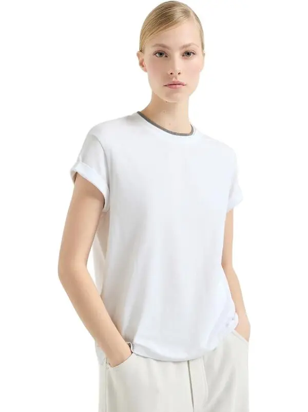 Brunello Cucinelli T-shirt With Monili Decoration - White