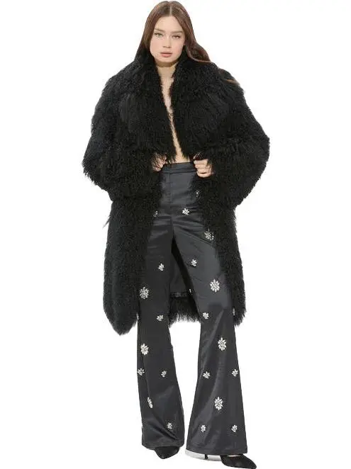 SPARKL Sheared Sheep Fur Coat - Black
