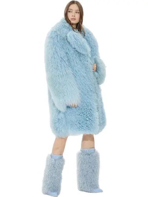 SPARKL Sheared Sheep Fur Coat - Blue