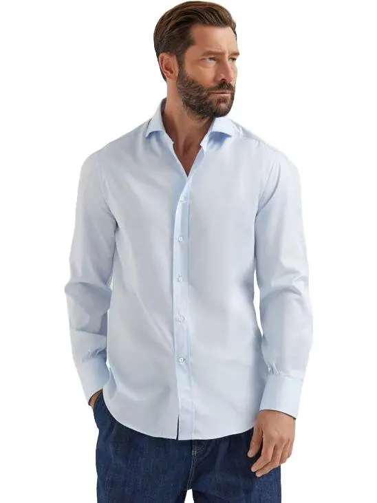 Brunello Cucinelli Spread Collar Shirt - Azure