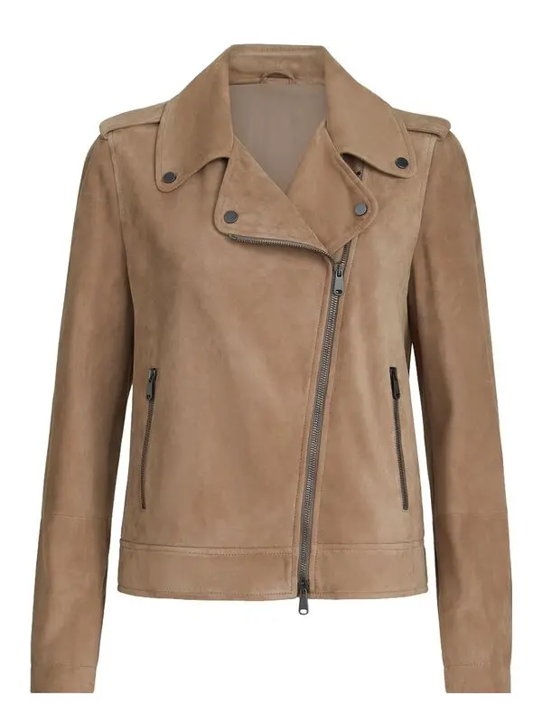 Brunello Cucinelli Suede Biker Jacket - Hazelnut