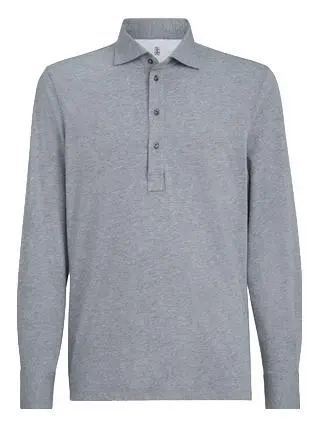 Brunello Cucinelli Polo With Shirt Collar - Medium Grey