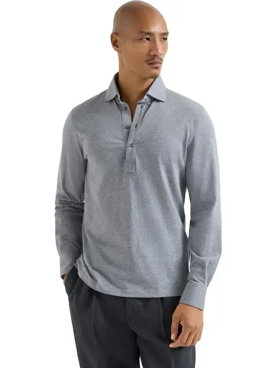 Brunello Cucinelli Polo With Shirt Collar - Medium Grey