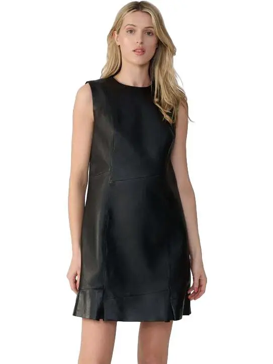 FURNIQ UK Selene Leather Mini Dress - Black