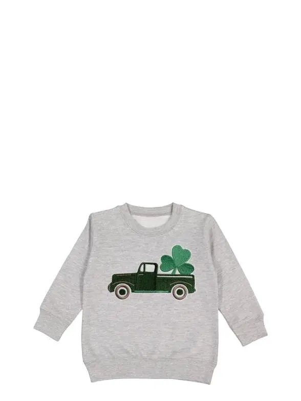 SWEET WINK Shamrock Truck Patch Sweatshirt - Grey