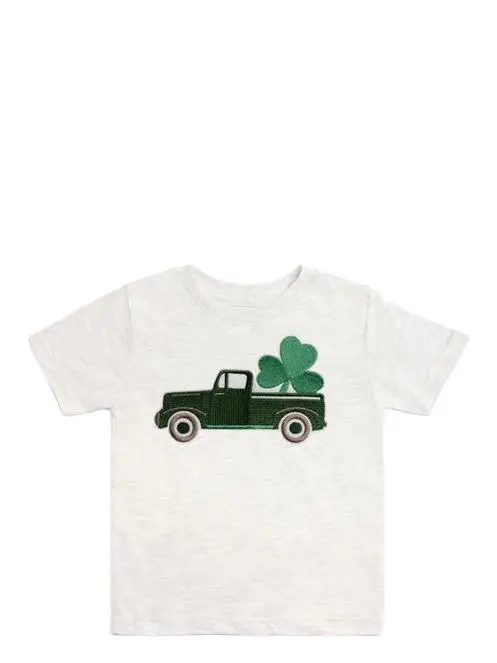 SWEET WINK Shamrock Truck Patch St. Patrick's Day Short Sleeve T-shirt - Ash