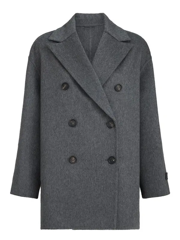 Brunello Cucinelli Cashmere Double Beaver Cloth Pea Coat - Anthracite