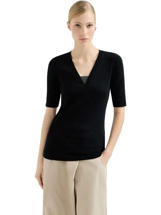 Brunello Cucinelli Ribbed Jersey T-shirt - Black
