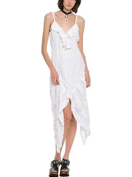 Anna Sui Floral Ruffle Handkerchief Dress - Cream