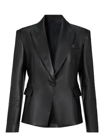 Brunello Cucinelli Nappa Leather Blazer - Black