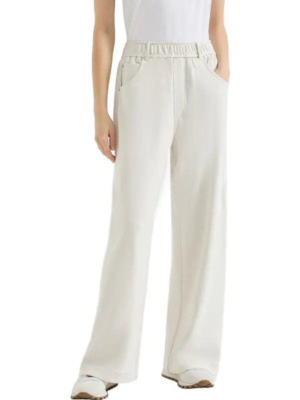 Brunello Cucinelli Smooth French Terry Trousers - Milk