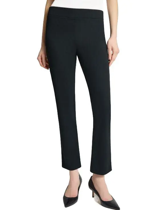 Ming Wang Stretch Deco Crepe Straight Leg Pants - Black