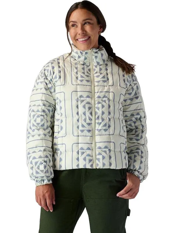 STOIC Printed Quilted Puffer Jacket - Ivory/navy Snowflake Print