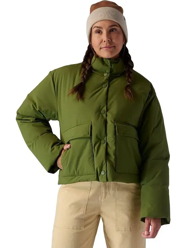 STOIC Cropped Boxy Snap Front Puffer - Rosemary
