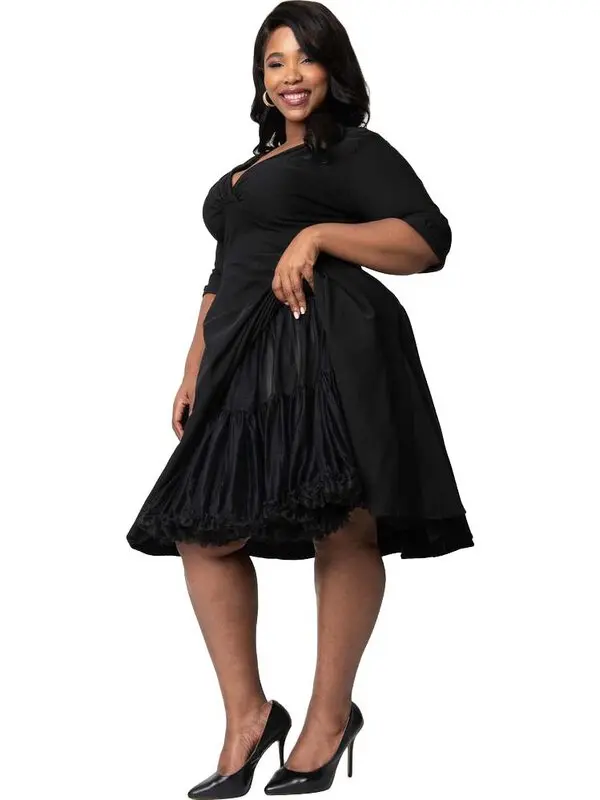 Unique Vintage Ruffled Petticoat Crinoline - Black