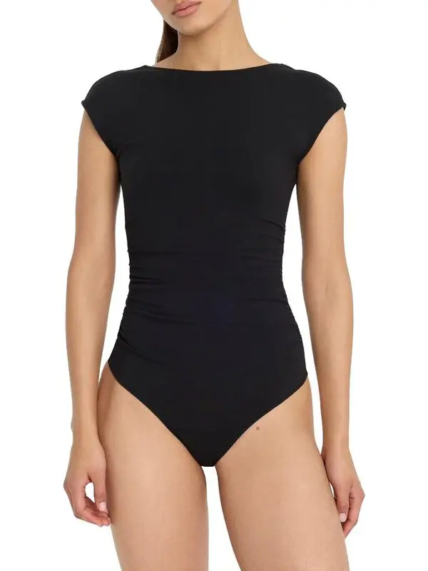 Good American Super Stretch Open Back Bodysuit - Black001