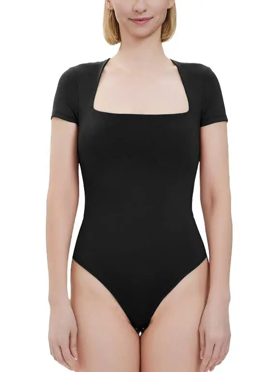KIMI + KAI Square Neck Bodysuit - Black