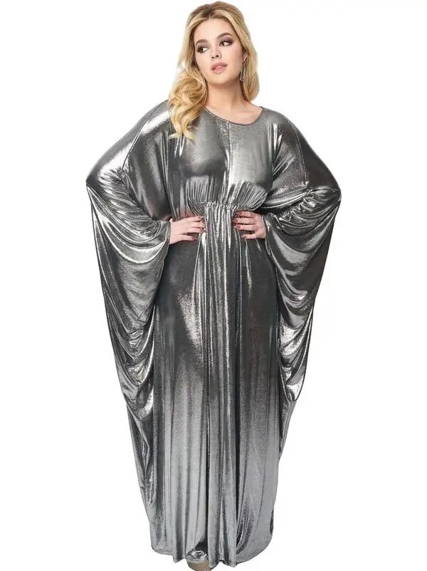 SMAK PARLOUR 1970s Batwing Caftan - Silver Metallic