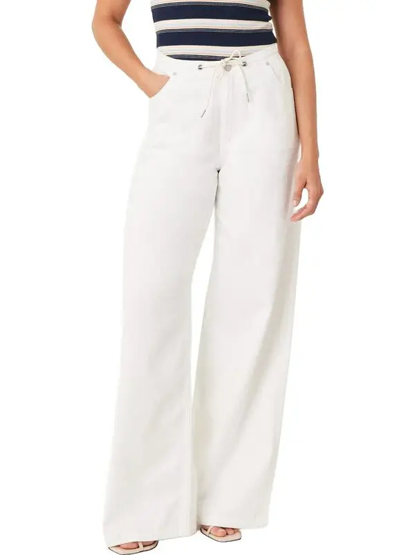 Habitual Lia Drawstring Wide Leg Jeans - White