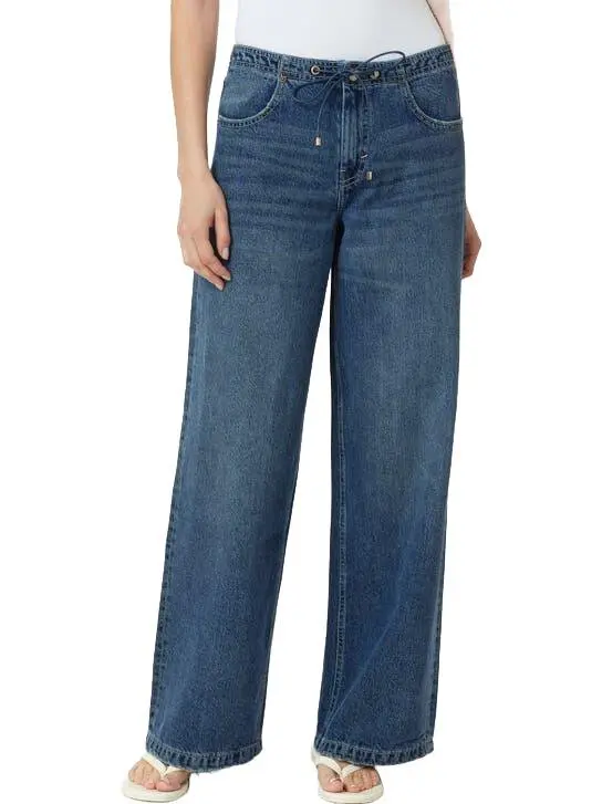 Habitual Lia Drawstring Wide Leg Jeans - Storm