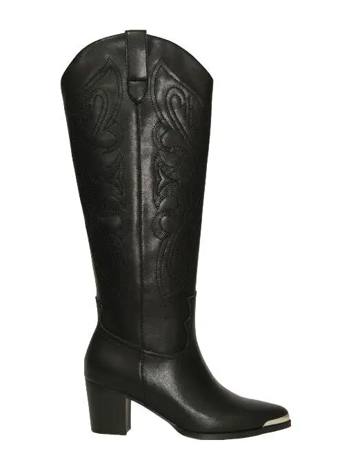 BELLE & BLOOM Rebelle Knee High Western Boot - Black