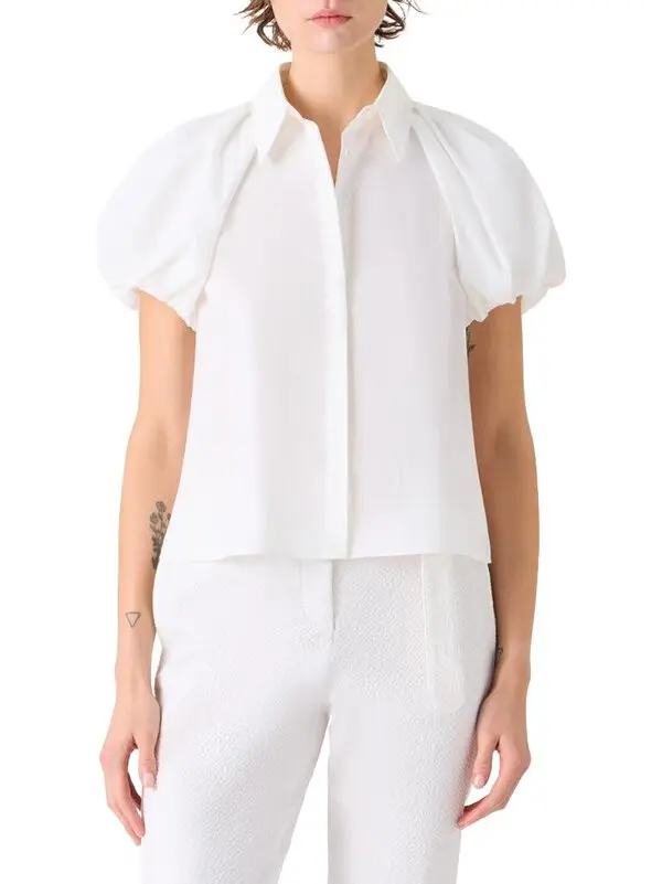 Akris Tech Poplin Button-up Shirt - Cream