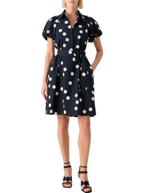 Akris Polka Dot Belted Cotton Poplin Shirtdress - Black-cream