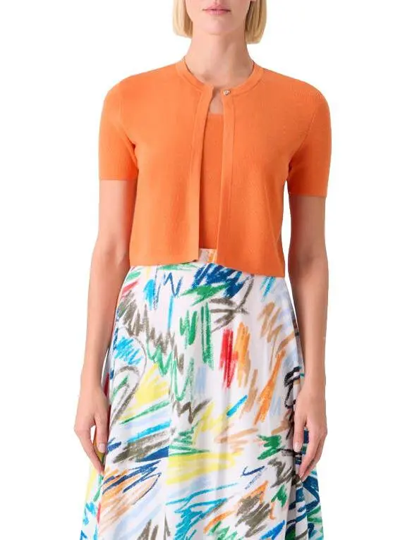 Akris Short Sleeve Cropped Cardigan - Orange