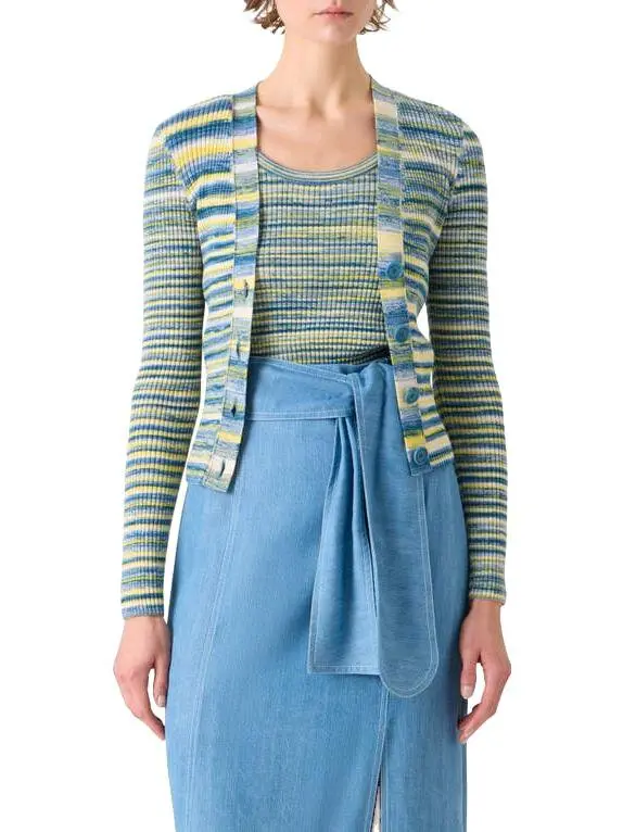 Akris Space Dye Merino Wool Cardigan - Sky Blue-multi