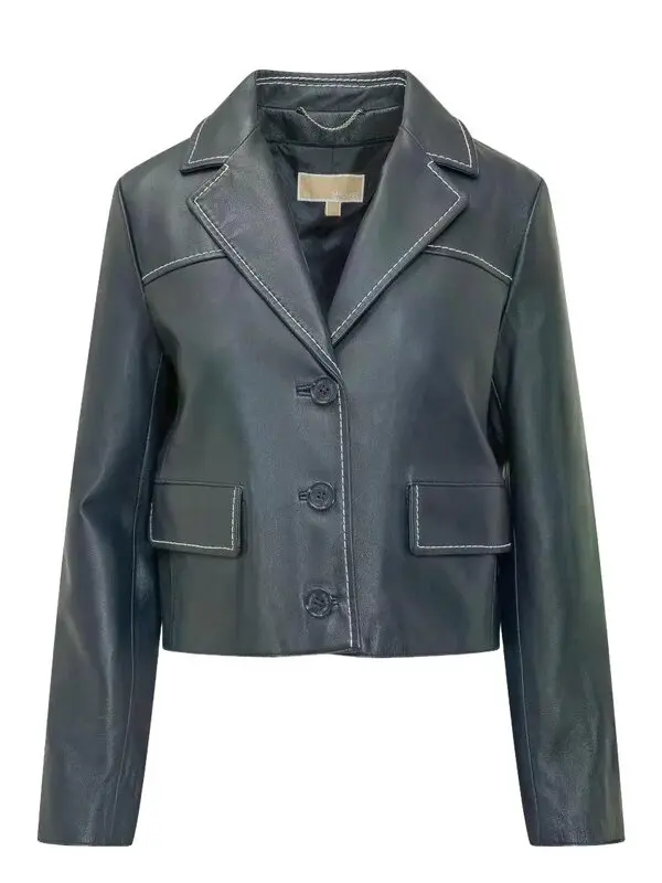 Michael Kors Lamb Leather Blazer - Blue