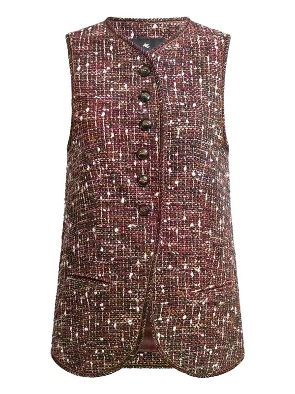 Etro Tweed Buttoned Waistcoat - Red