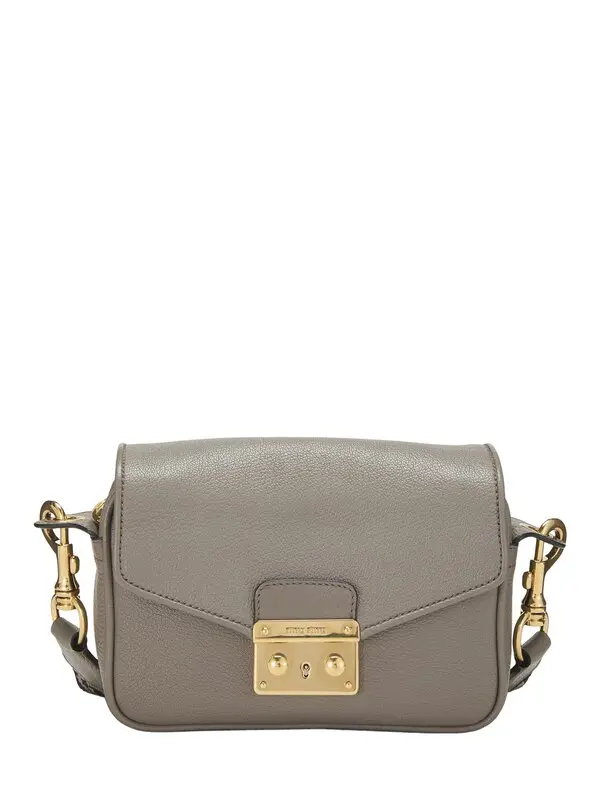 Miu Miu Leather Buckle Crossbody Bag - Grey