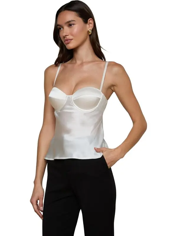 L'Agence Orlina Silk Camisole - White