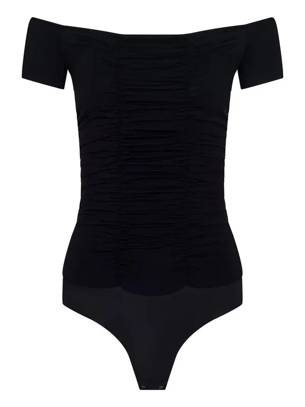 L'Agence Baliegh Ruched Bodysuit - Black