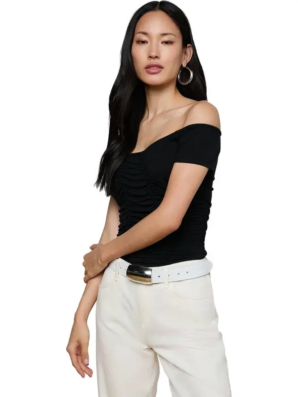 L'Agence Baliegh Ruched Bodysuit - Black