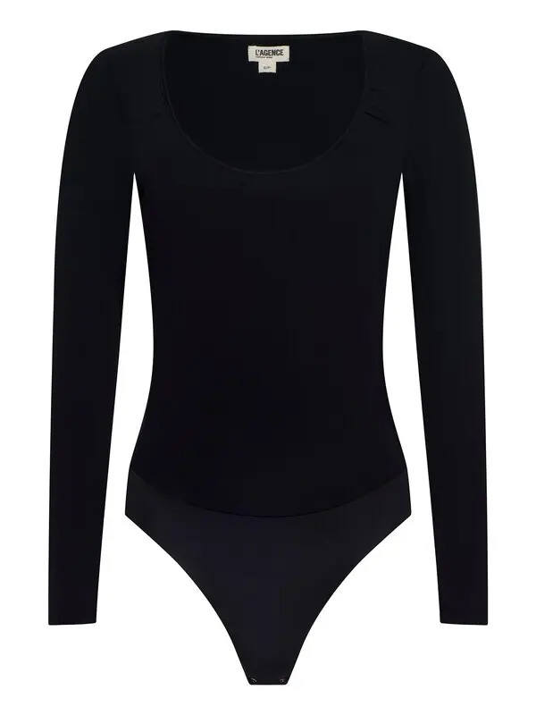 L'Agence Cassandra Ruched Bodysuit - Black