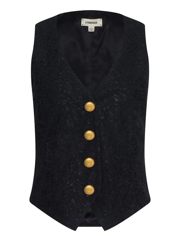 L'Agence Kino Lace Vest - Black