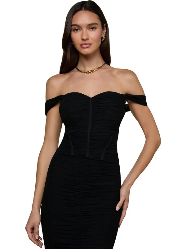L'Agence Asuka Mesh Corset Top - Black