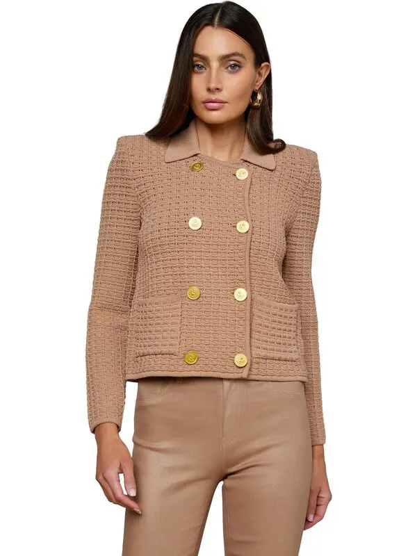 L'Agence Charlie Knit Jacket - Cappuccino/gold