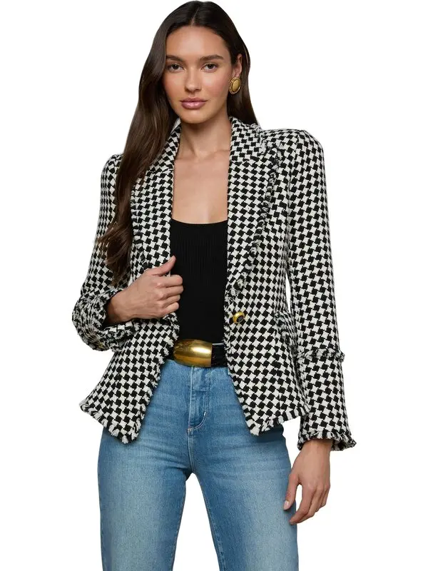 L'Agence Kaisley Tweed Blazer - Black/ivory Diamond Tweed