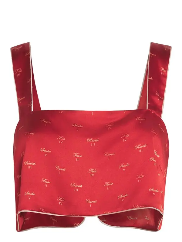 Kiki De Montparnasse Silk Kiss Print Crop Top - Red