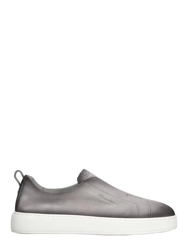 Santoni Clean Icon Nubuck Leather Sneakers - Grey