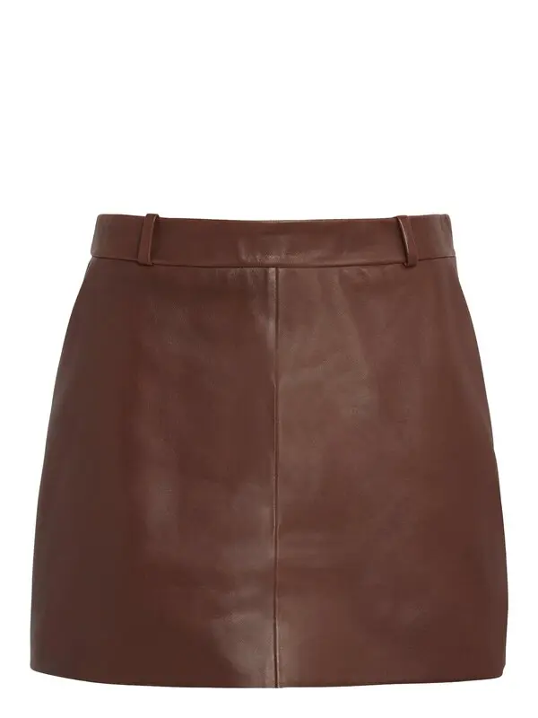 FRAME Leather Mini Skirt - Brown