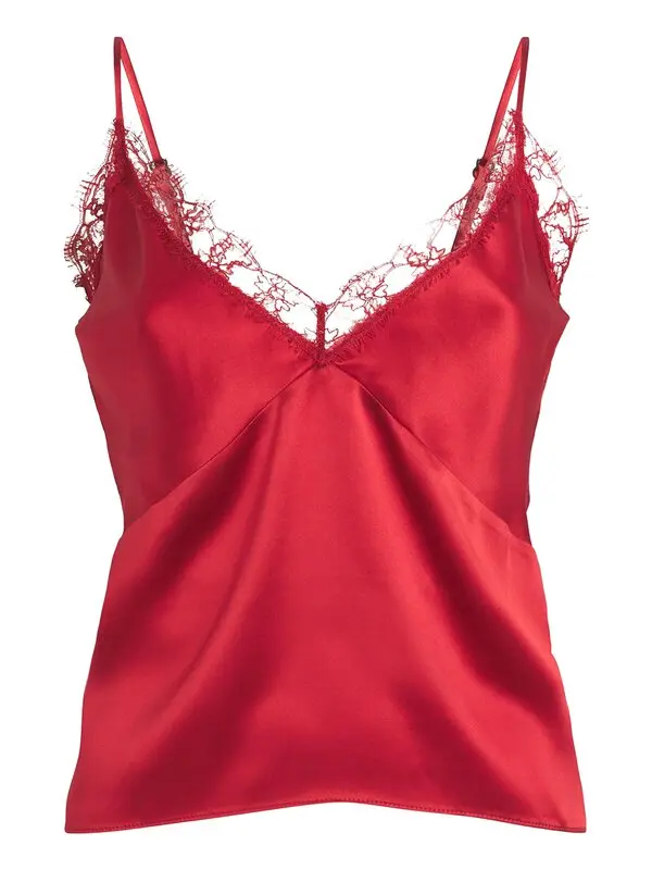 Kiki De Montparnasse Lace-trimmed Silk Cami Top - Red