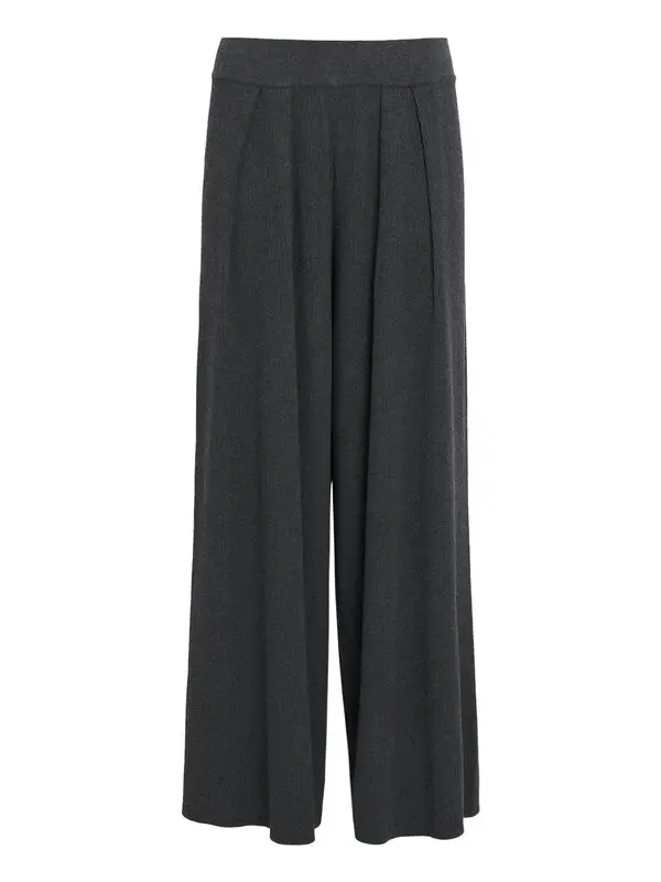 L'Agence Stretch-knit Milly Wide-leg Trousers - Grey