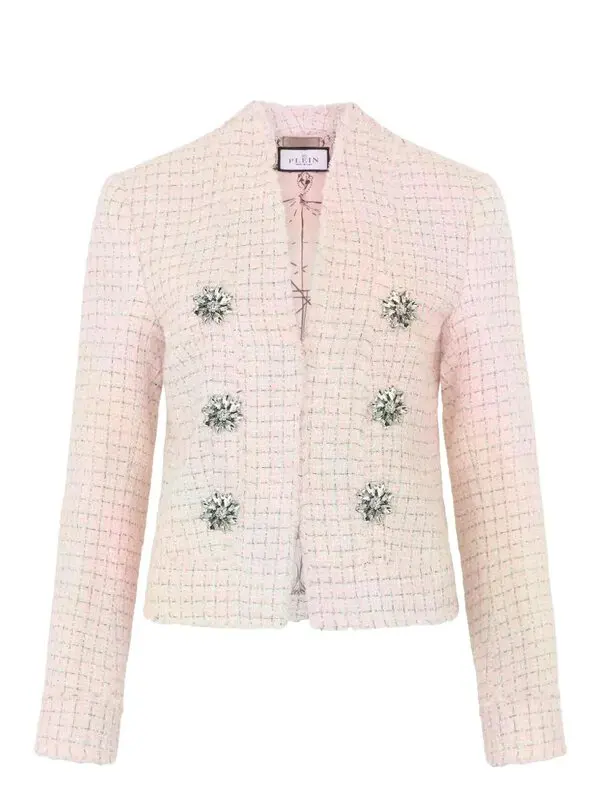 Philipp Plein Crystal-embellished Tweed Jacket - Pink