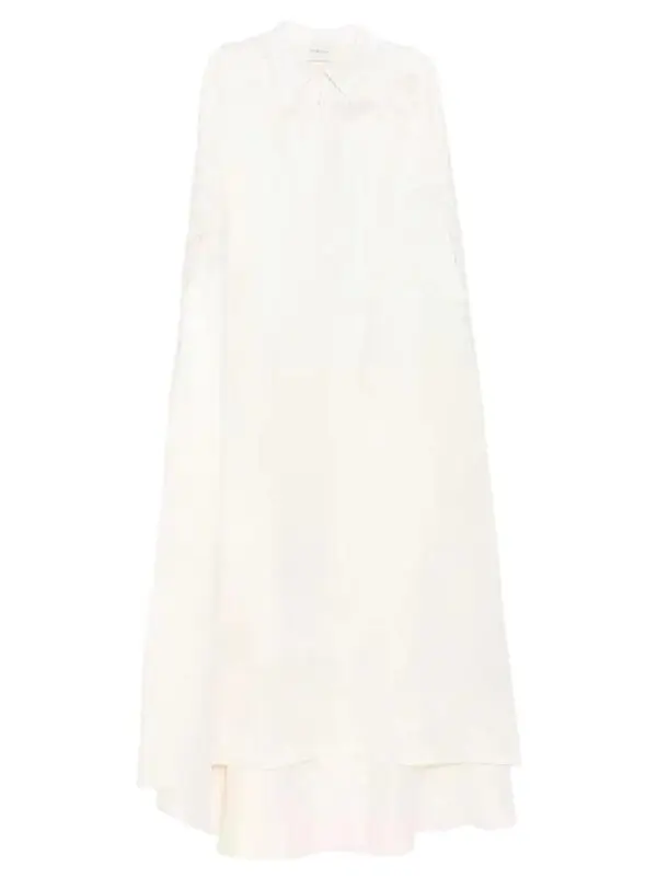 SHATHA ESSA Floral-embroidered Maxi Dress - Neutrals