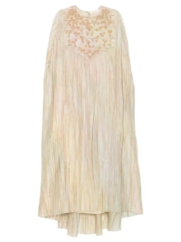 SHATHA ESSA Bead-embroidered Maxi Dress - Neutrals